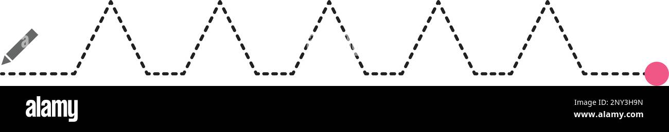 Tracing lines dotted outline shape preschool and kindergarten school ...