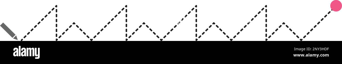 Tracing lines dotted outline shape preschool and kindergarten school ...