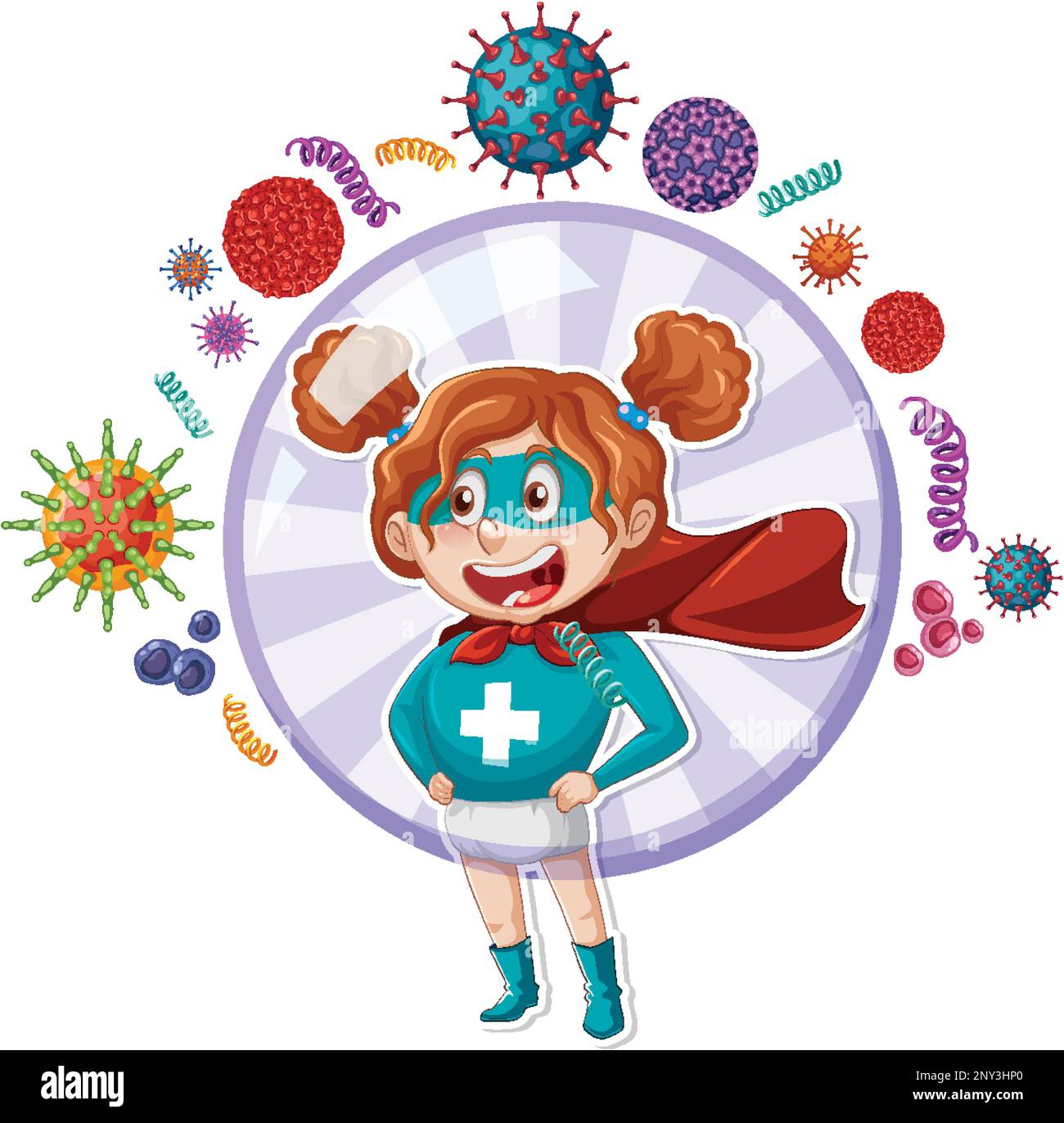 A girl surrounded by germs illustration Stock Vector Image & Art - Alamy