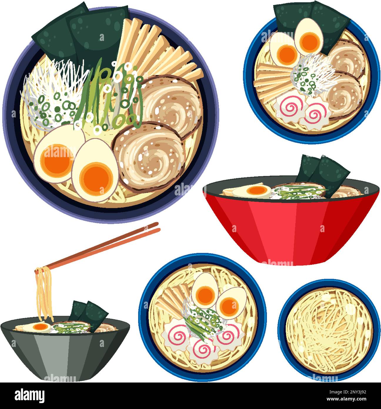 Set of ingredients for ramen illustration Stock Vector Image & Art - Alamy