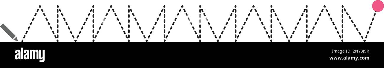 Tracing lines dotted outline shape preschool and kindergarten school ...