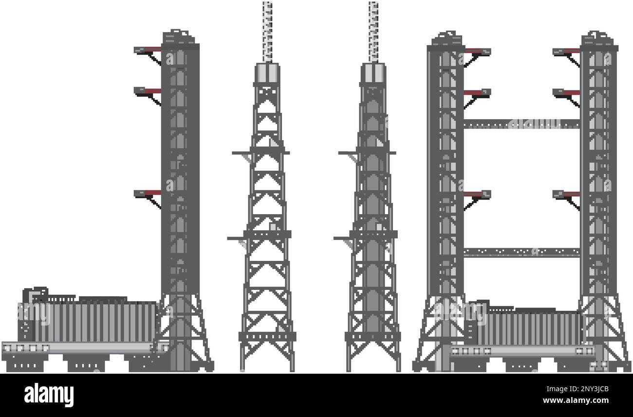 Rocket Launch Scaffolding or Launchpads Vector illustration Stock ...