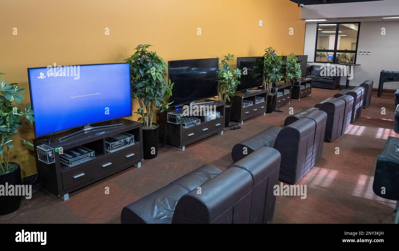 The video game section at the MWR Warrior Zone Stock Photo - Alamy