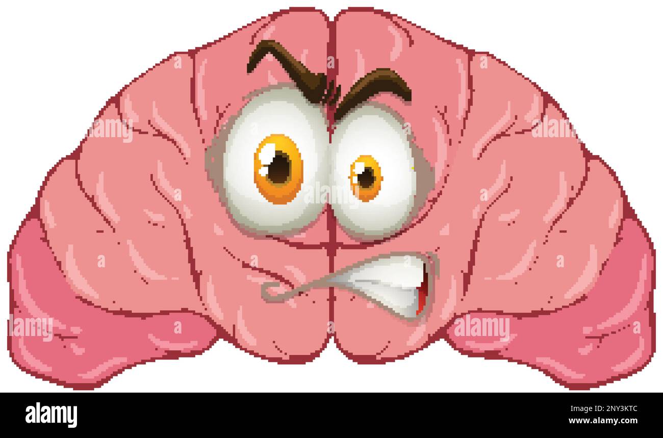 Cartoon human brain with facial expression illustration Stock Vector ...