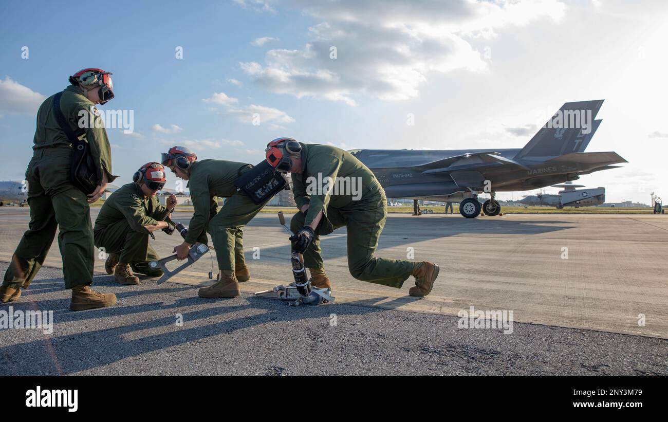 U.S. Marines with Marine Fighter Attack Squadron (VMFA) 121 prepare a ...