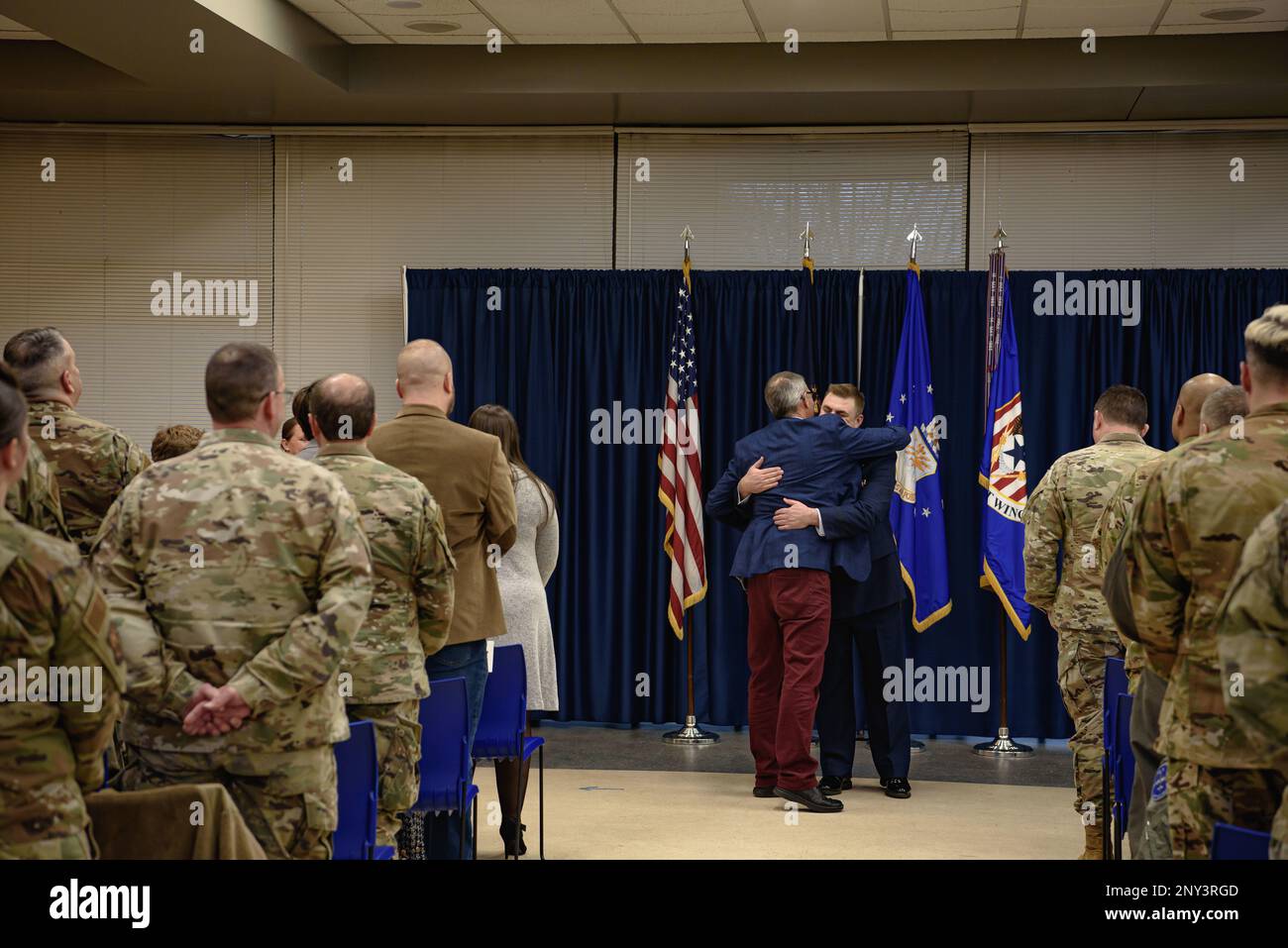 U.S. Air Force Lt. Col. Gregory Van Heukelum (ret.) embraces Lt. Col ...