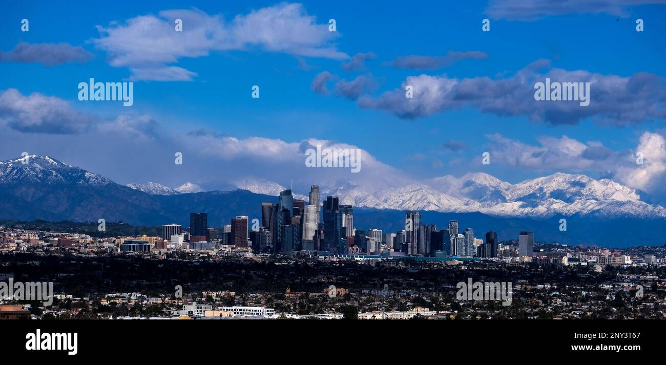 After a rare snowstorm in Southern California, snow-covered the San ...