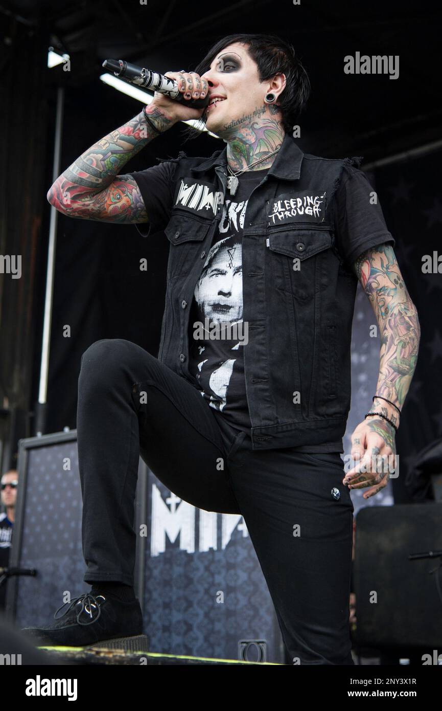 Chris Cerulli of Motionless In White performs during the Mayhem ...
