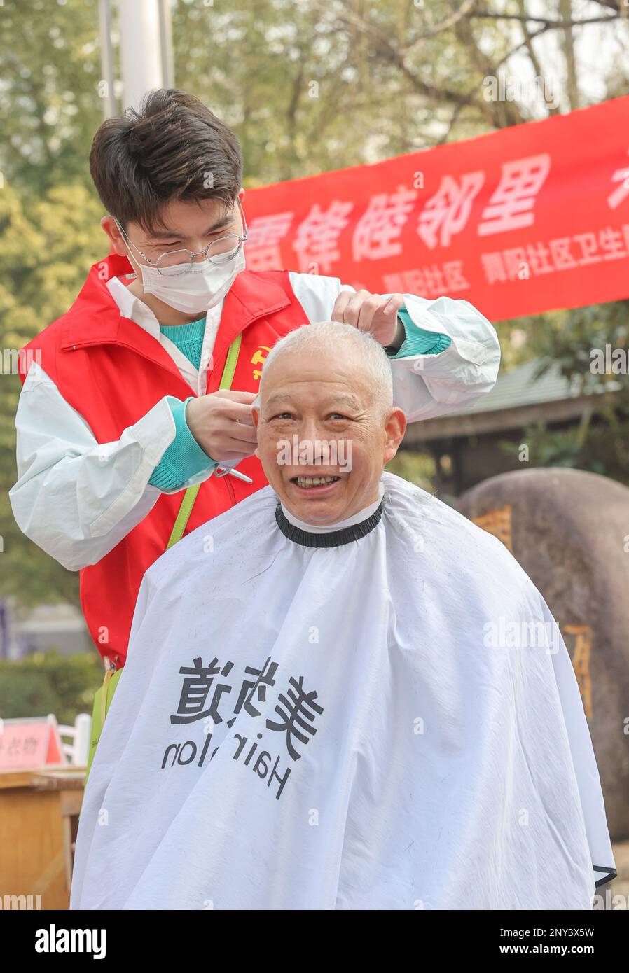 HUZHOU, CHINA - MARCH 2, 2023 - Volunteers cut hair for residents in ...