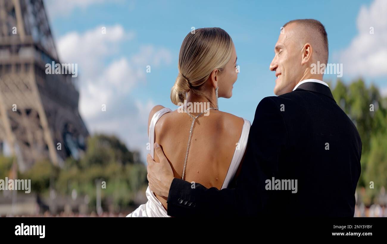 An elegant couple on a journey. Action. A man with his beautiful ...