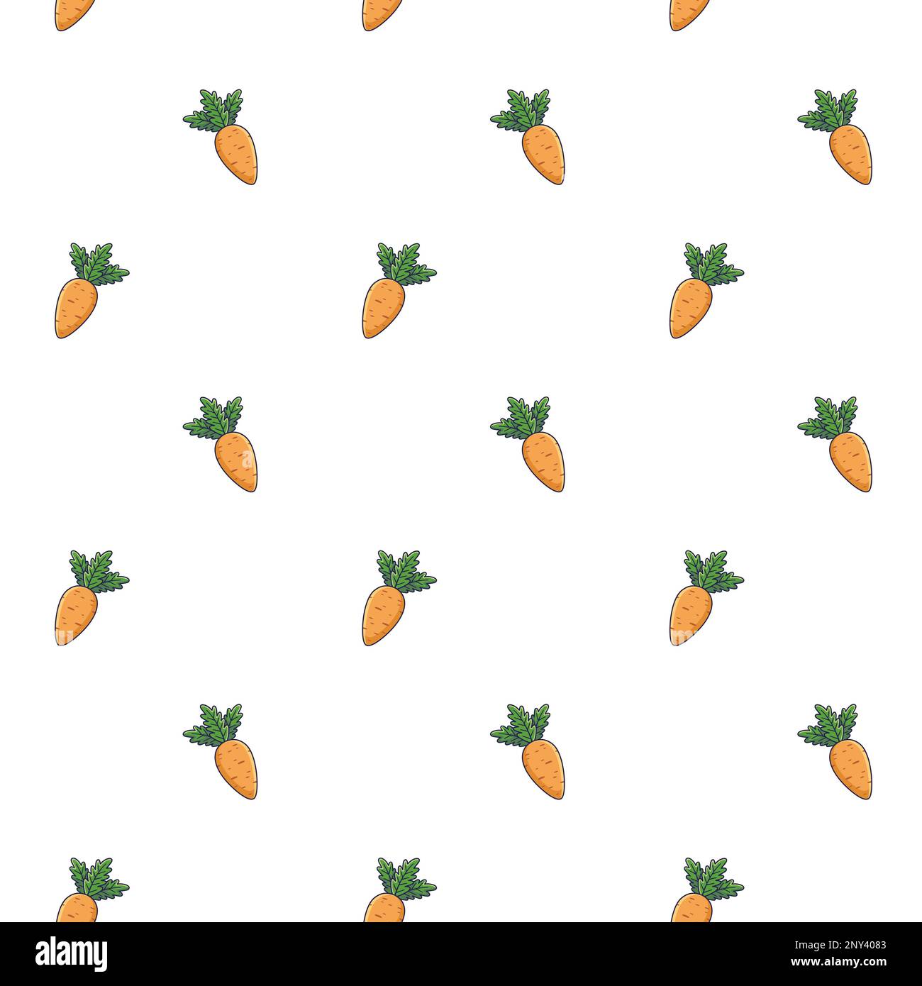 Cute Carrot seamless pattern in doodle style. Vector hand drawn cartoon ...