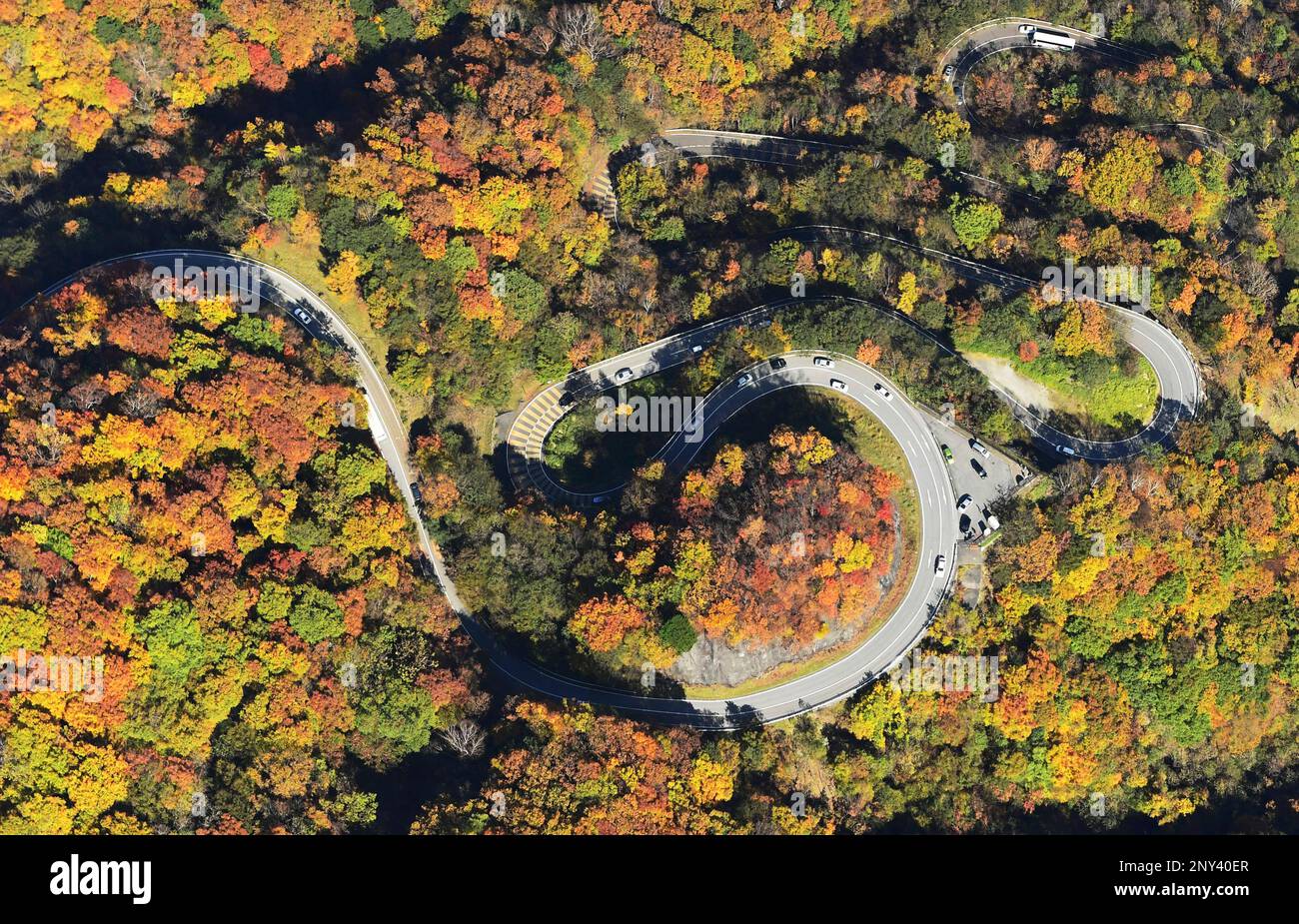 The Irohazaka winding slope -- which connects Nikko downtown to the ...