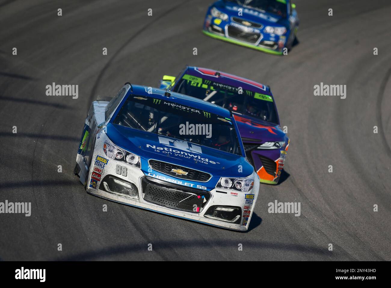 Dale Earnhardt Jr (88), Denny Hamlin (11), and Jimmie Johnson (48 ...