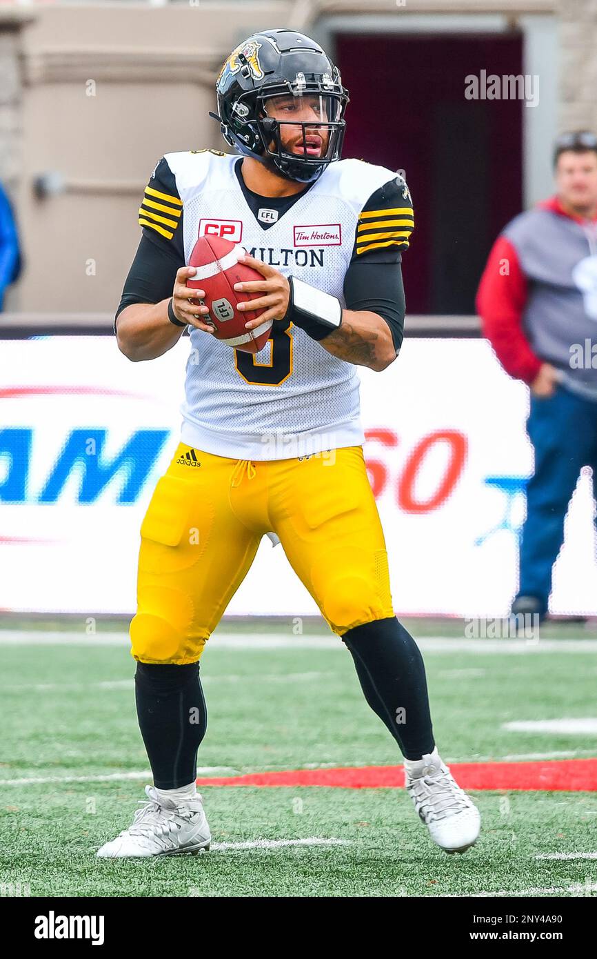 MONTREAL, QC - OCTOBER 22: Look on Hamilton Tiger-Cats quarterback ...
