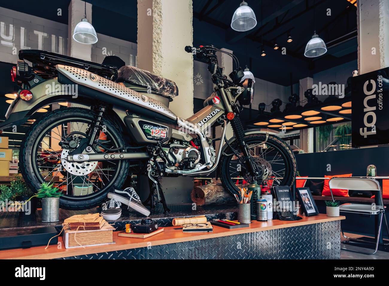 NAKHON PATHOM,THAILAND-JANUARY 7, 2023 : View of Honda Super Cub C 125 Motorcycle classic 125cc ...