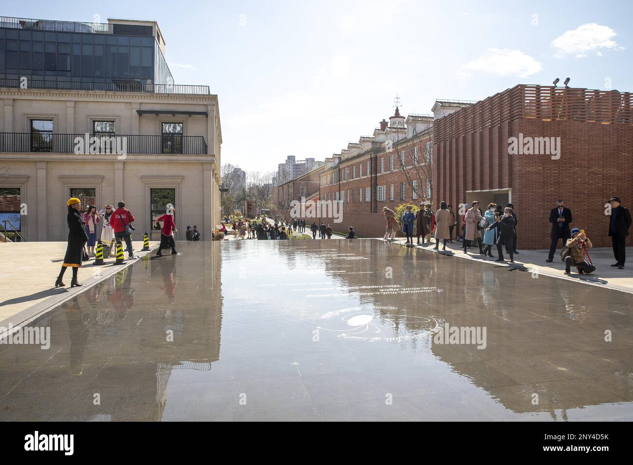Many people visit and take photos at the Water Tower Square on No.8 ...