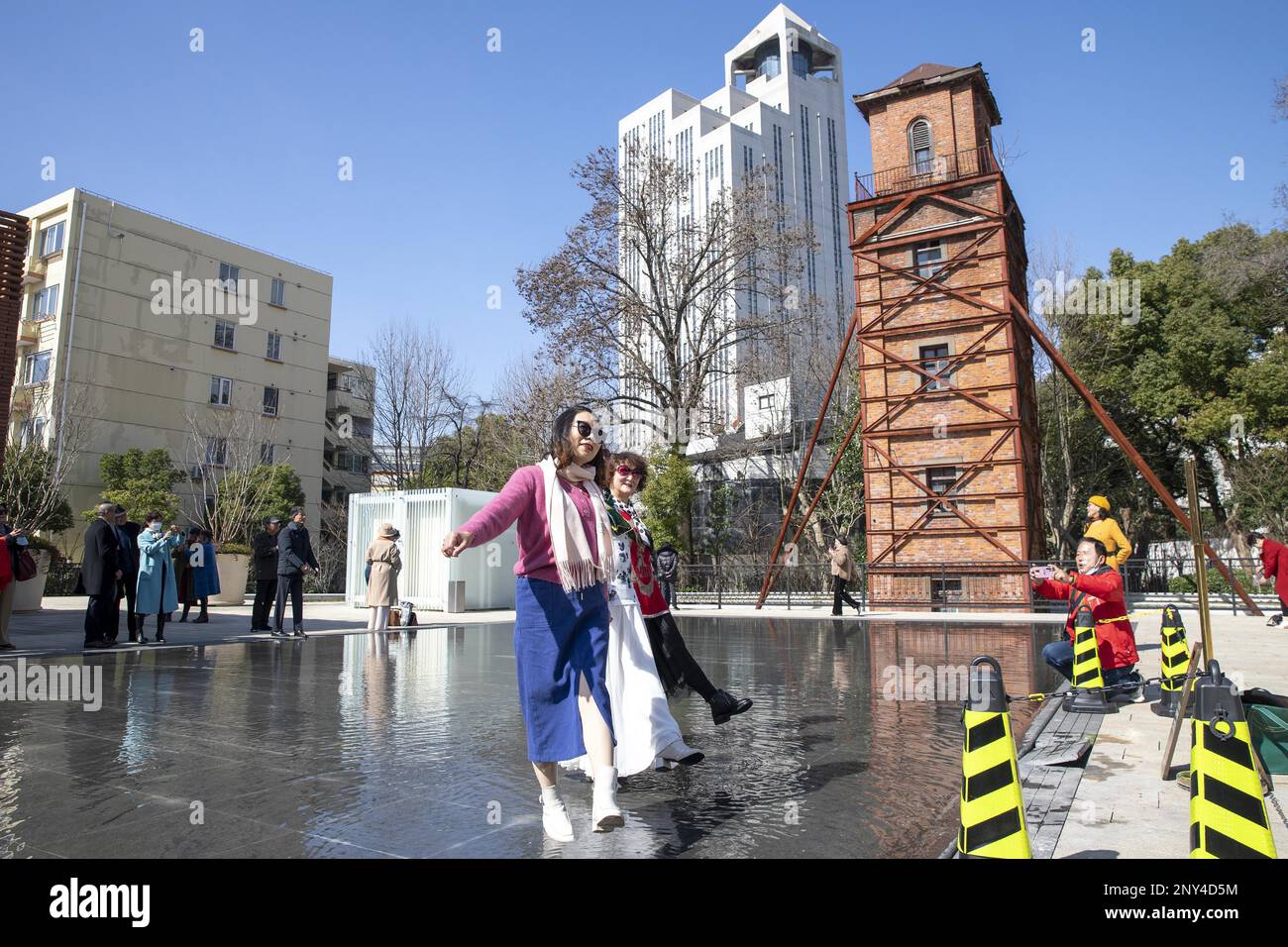 Many people visit and take photos at the Water Tower Square on No.8 ...