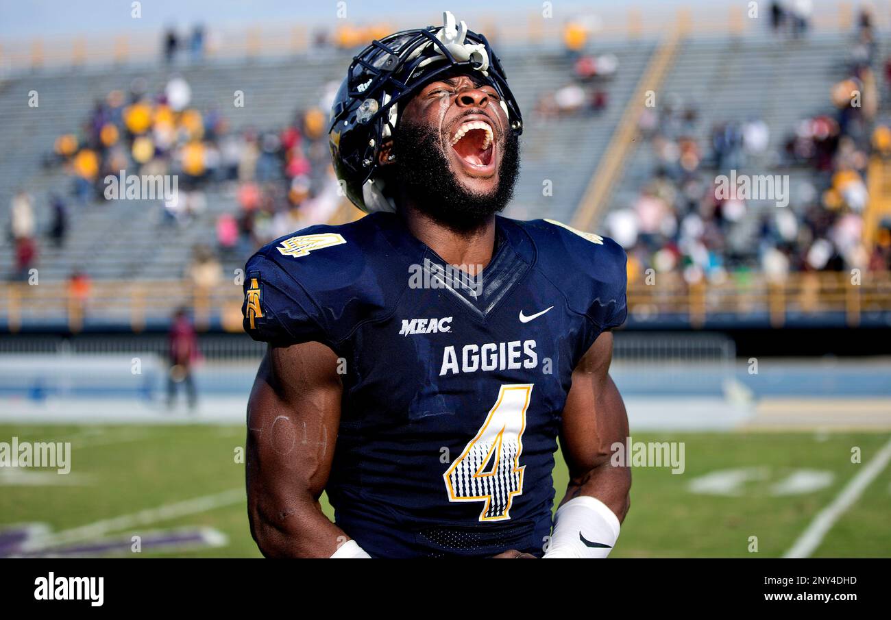 North Carolina A&T's Marcus Albert celebrates against Bethune-Cookman ...