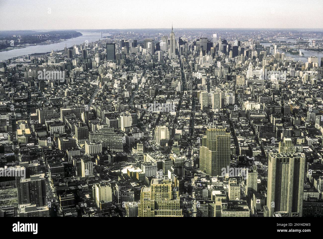Looking north towards Empire State Building from the World Trade Center ...