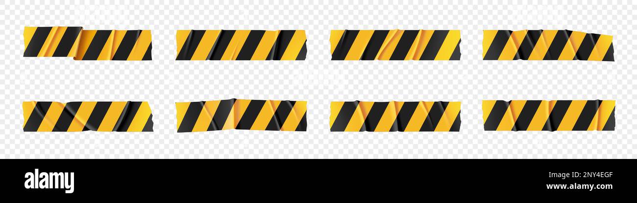Yellow police warning caution tape for danger crime barrier vector set ...