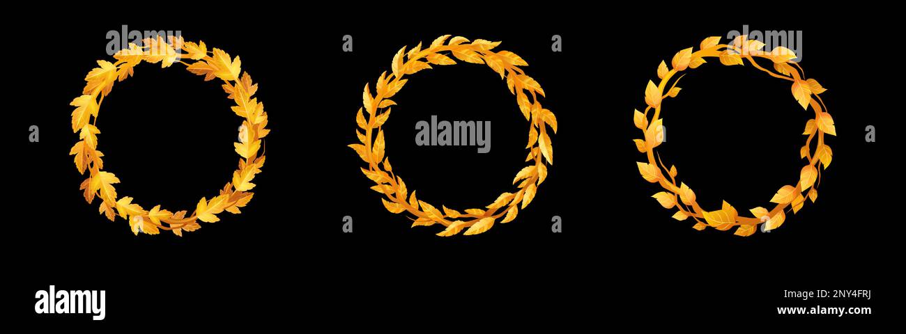 Circle user avatar frame for autumn fantasy game interface. Orange ...