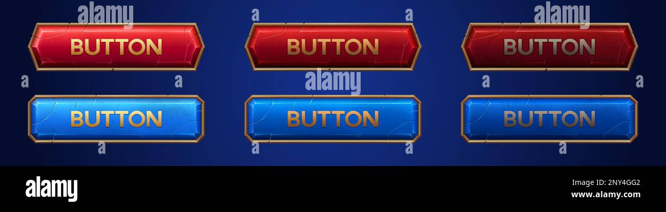 Medieval ui game sprite button with gold border cartoon design ...