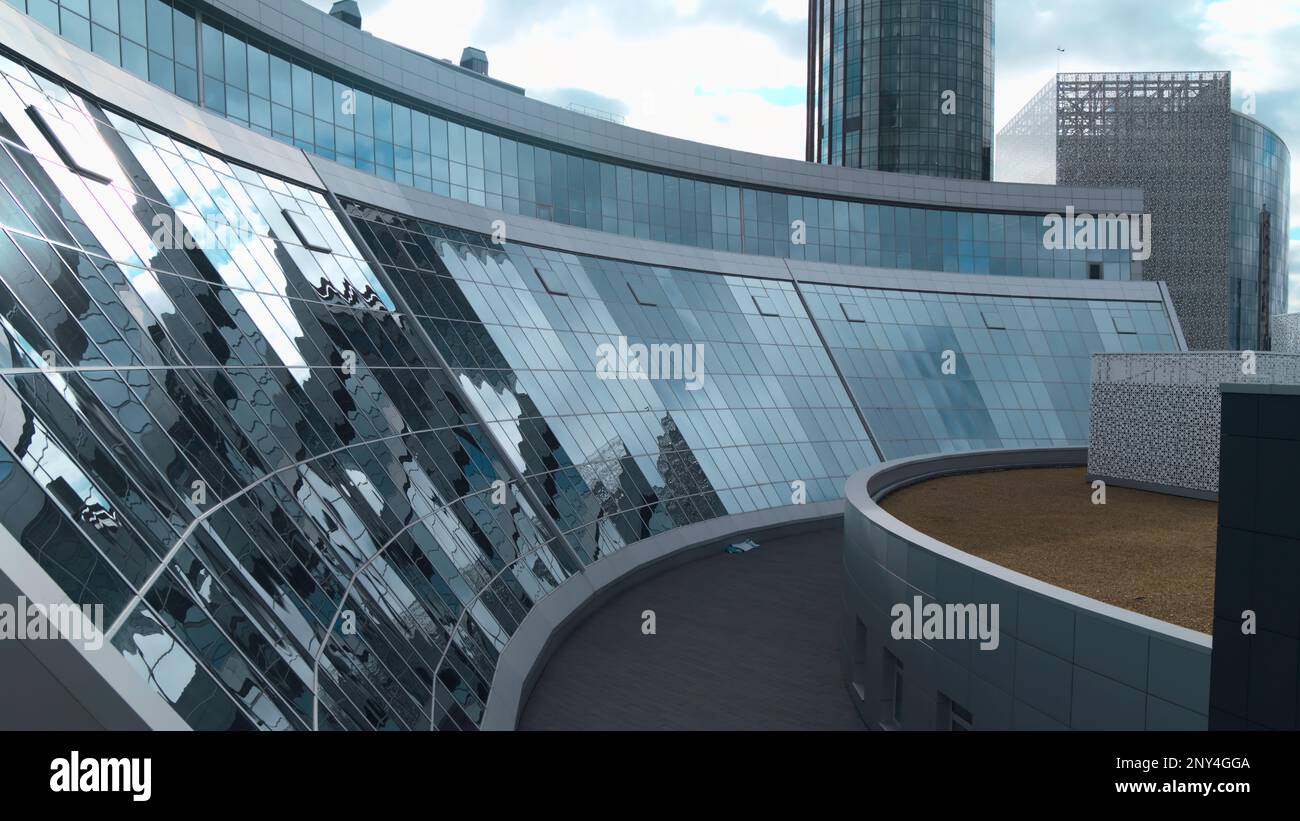 Modern building with glass windows and reflection. Stock footage ...