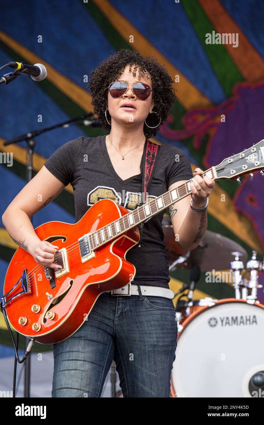 Mia Borders performs during the New Orleans Jazz & Heritage Festival on ...
