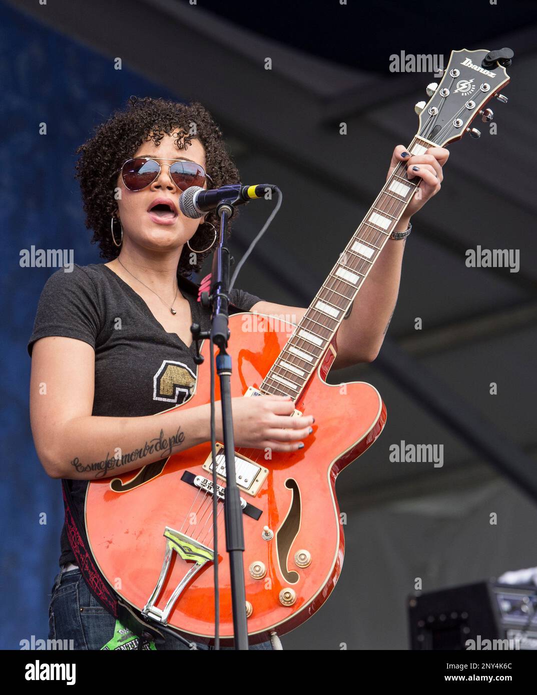 Mia Borders performs during the New Orleans Jazz & Heritage Festival on ...
