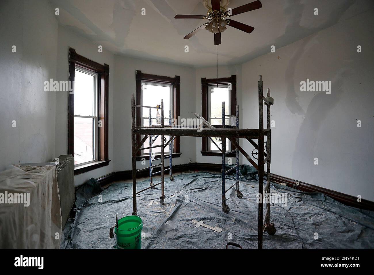 This Oct. 11, 2017 photo shows some of the restoration work at the ...