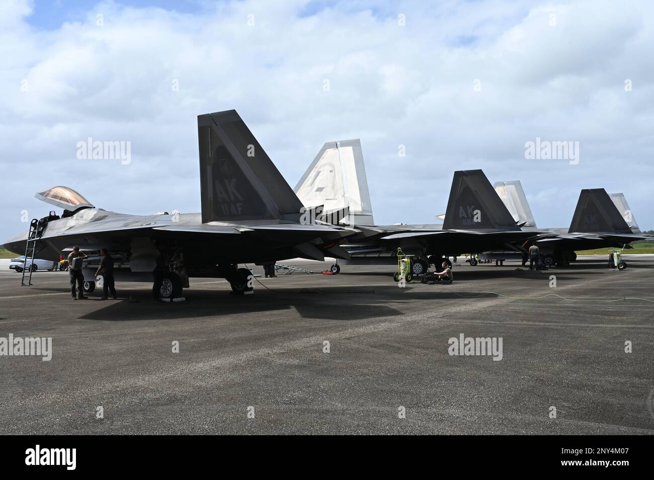 F-22 Raptors assigned to the 525th Expeditionary Fighter Squadron ...