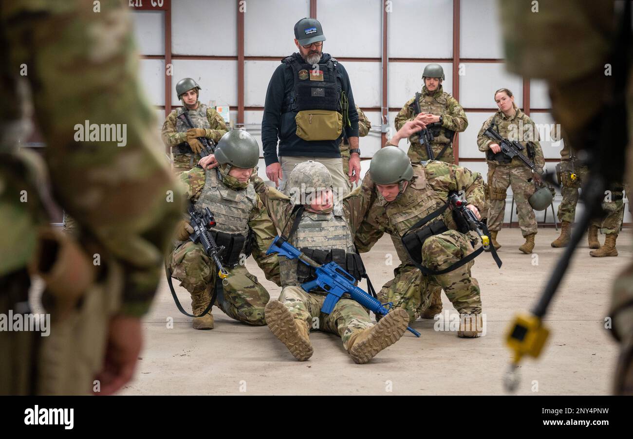 U.S. Air Force Outside the Wire Pre-deployment Training students receive instruction on buddy ...