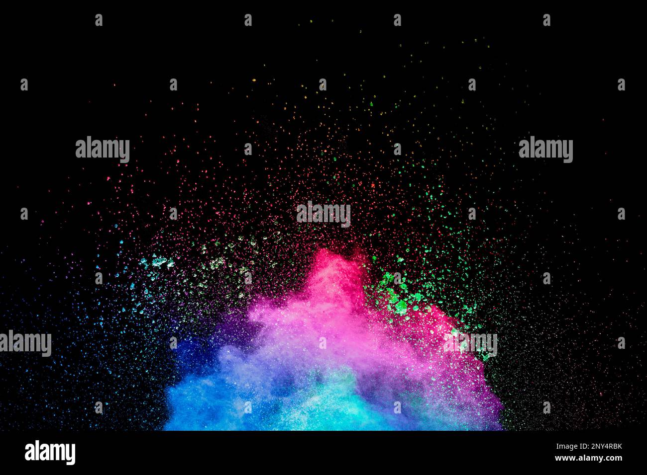 Colorful powder explosion.Bright pastel color dust particles splash ...