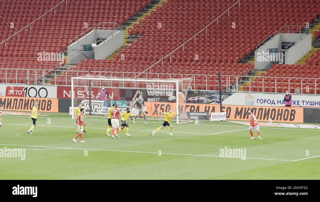 Yekaterinburg- Russia, 20.11.2022: Action. Two football teams are ...