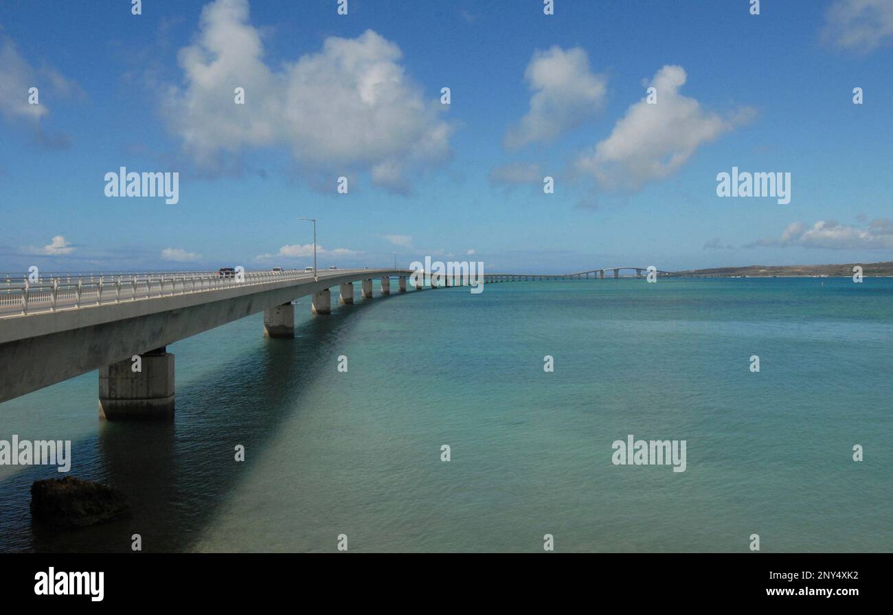 This picture taken on Sep. 5, 2017 shows 3,540-meter-long Irabu Bridge ...