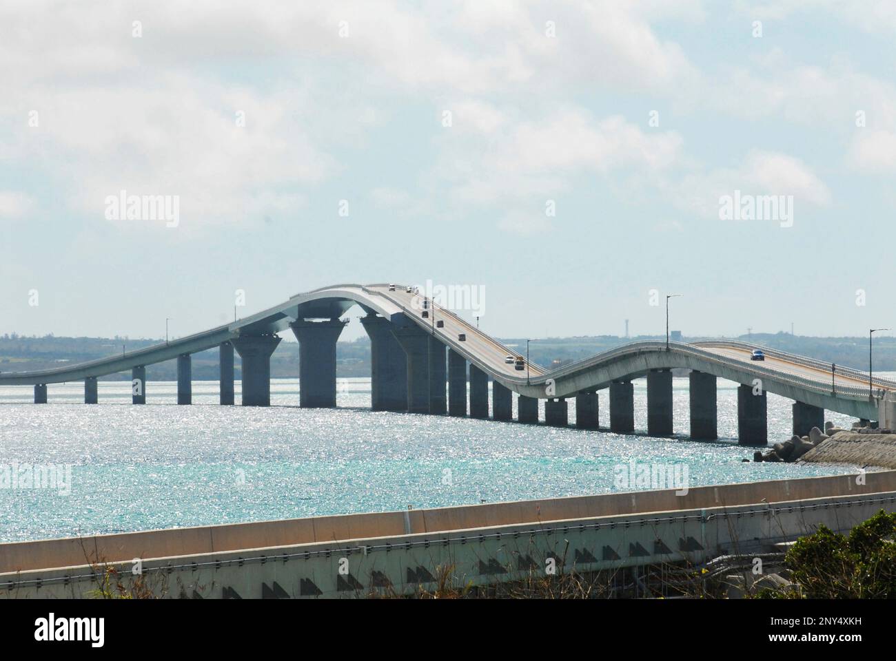 This picture taken on Sep. 5, 2017 shows 3,540-meter-long Irabu Bridge ...