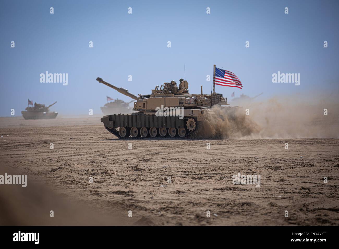An M1A2 Abrams tank crew, assigned to 2-116th Combined Arms Battalion ...
