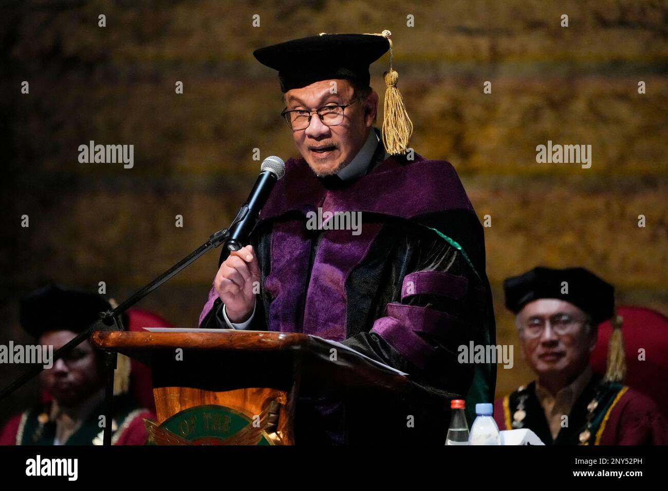 Malaysia's Prime Minister Anwar Ibrahim answers questions after his ...