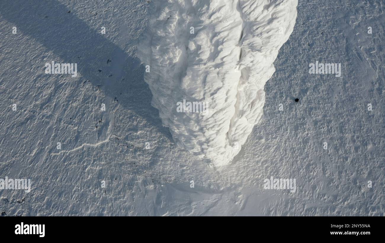 Drone view of snowy peaks in cold weather. Clip.Winter landscape on ...