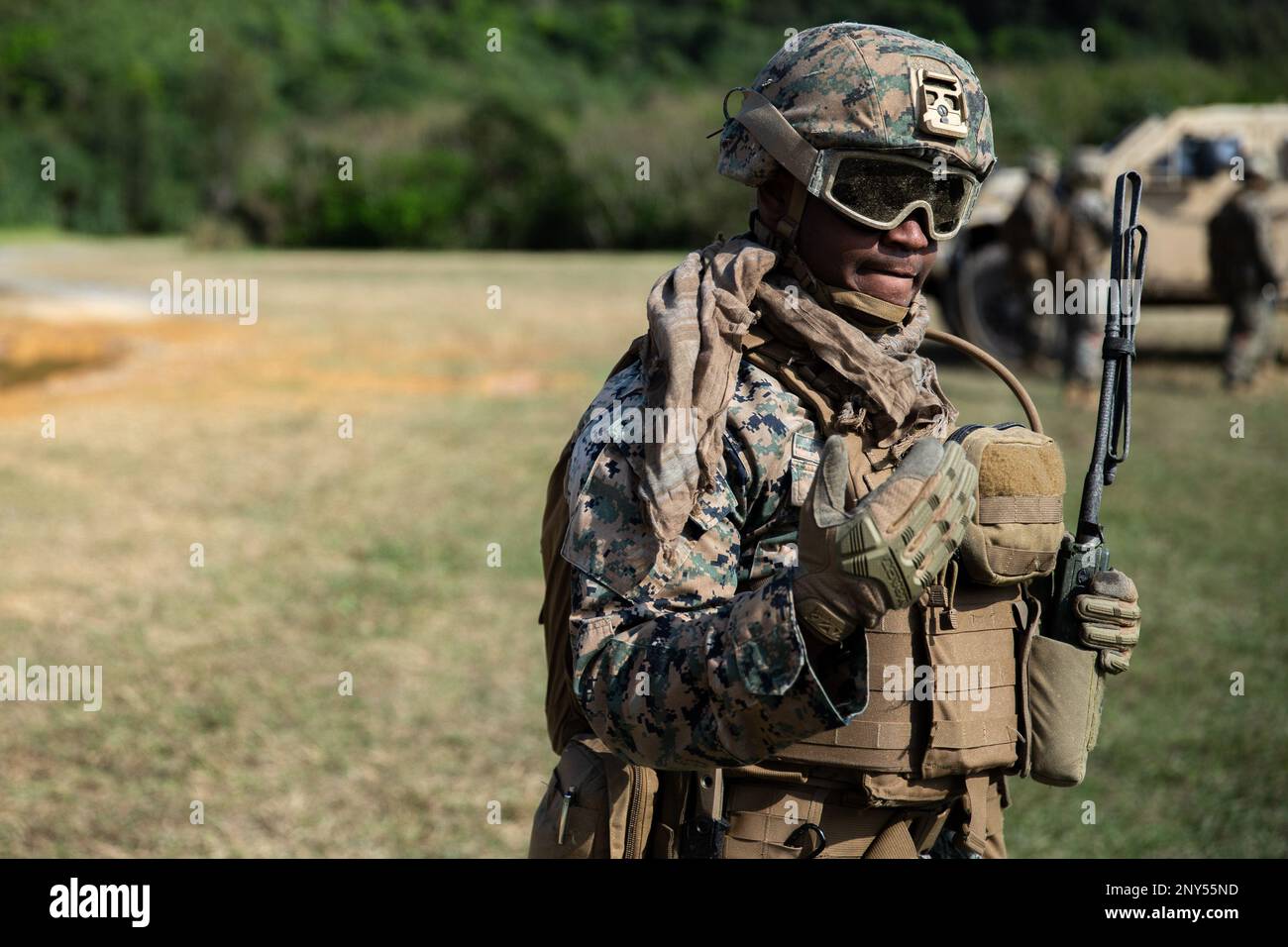 U.S. Marine Corps Staff Sgt. Daniel Lewis, a landing support specialist ...