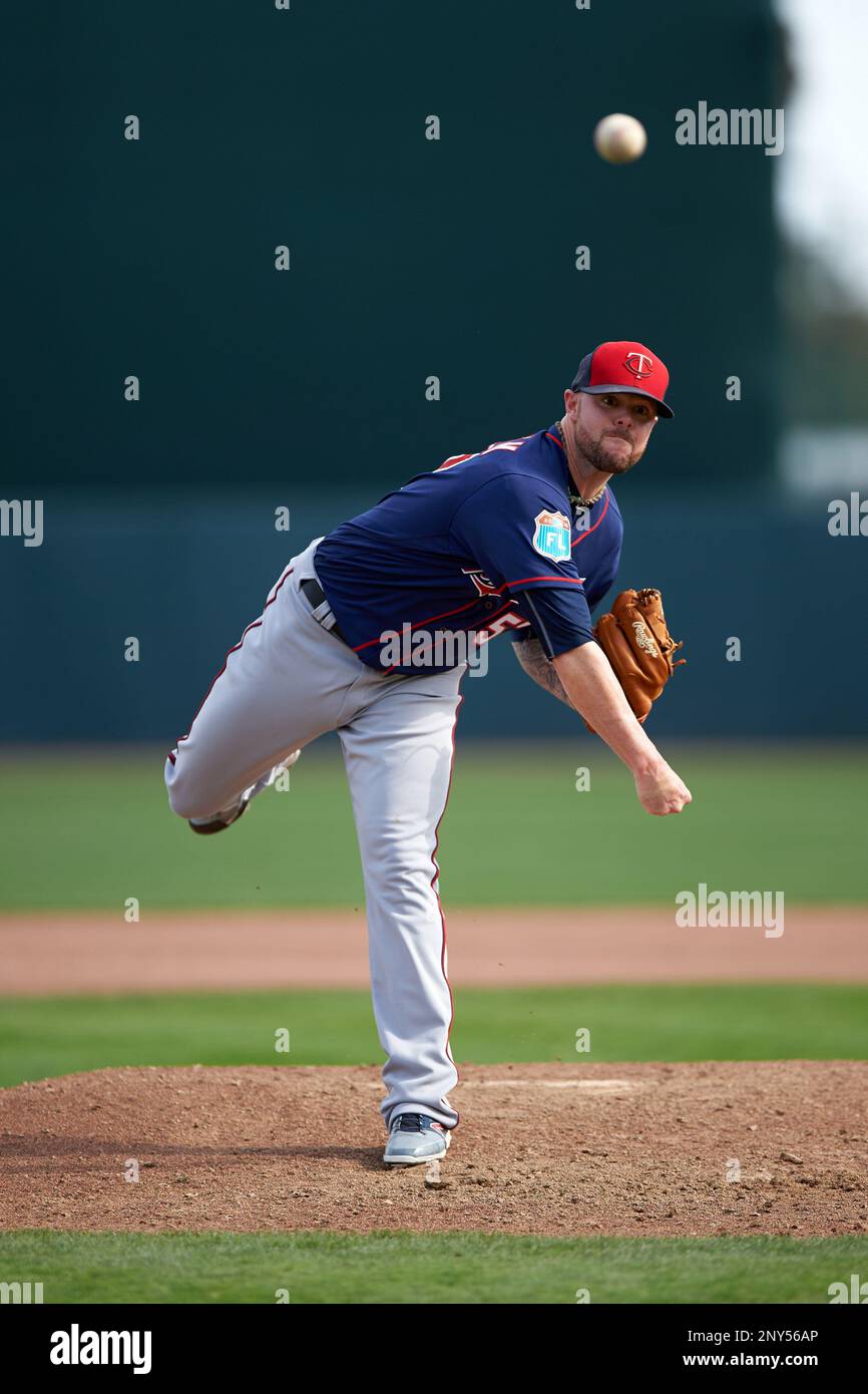 Minnesota Twins relief pitcher Ryan Pressly (57) delivers a pitch ...