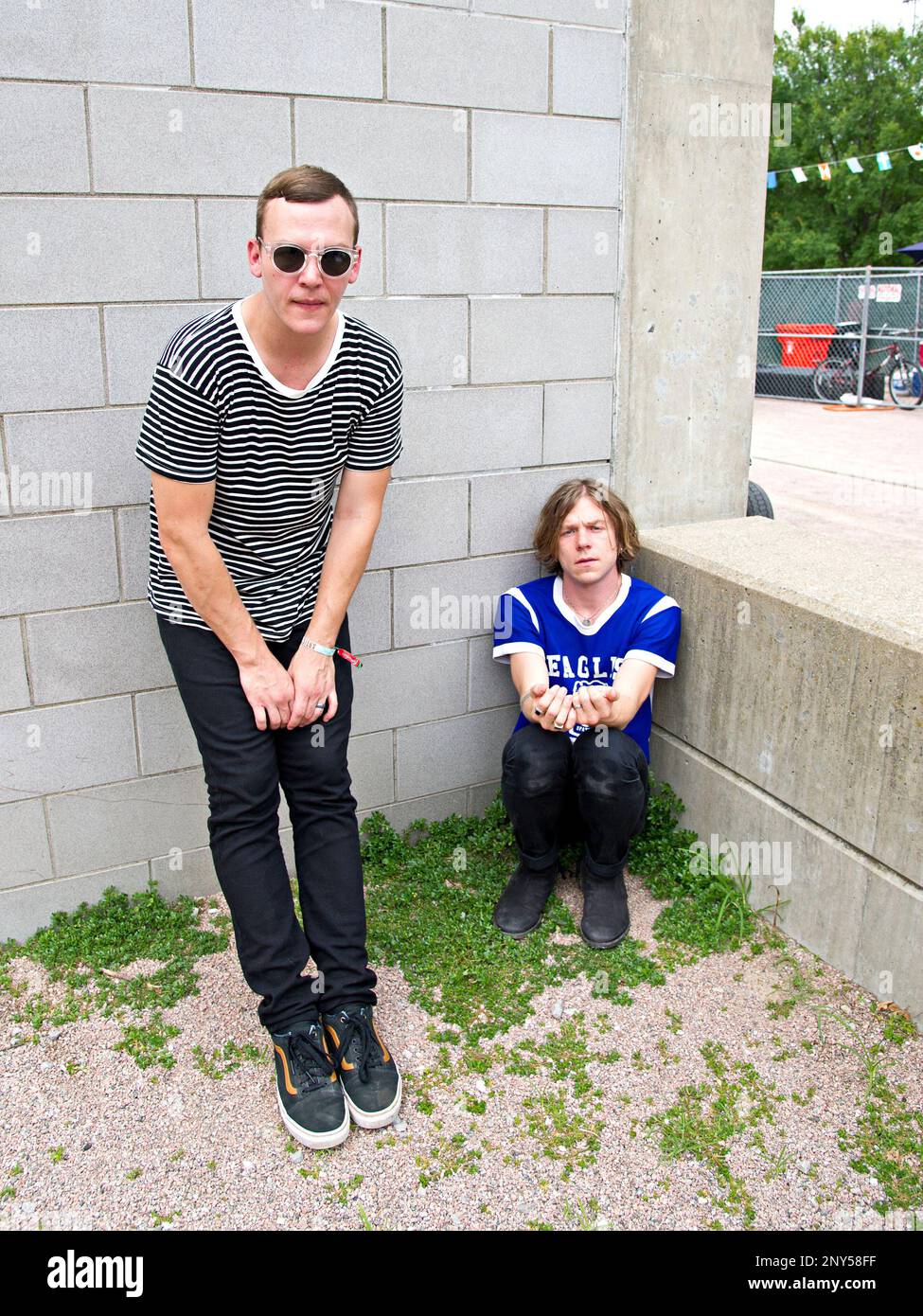 Brad Shultz and Matt Shultz of Cage the Elephant pose at the Forecastle ...