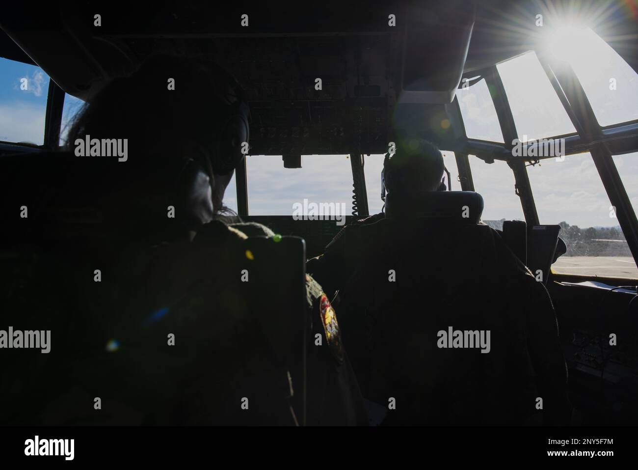 U.S. Air Force 1st Lt. Ethan Reed, right, 37th Airlift Squadron copilot ...