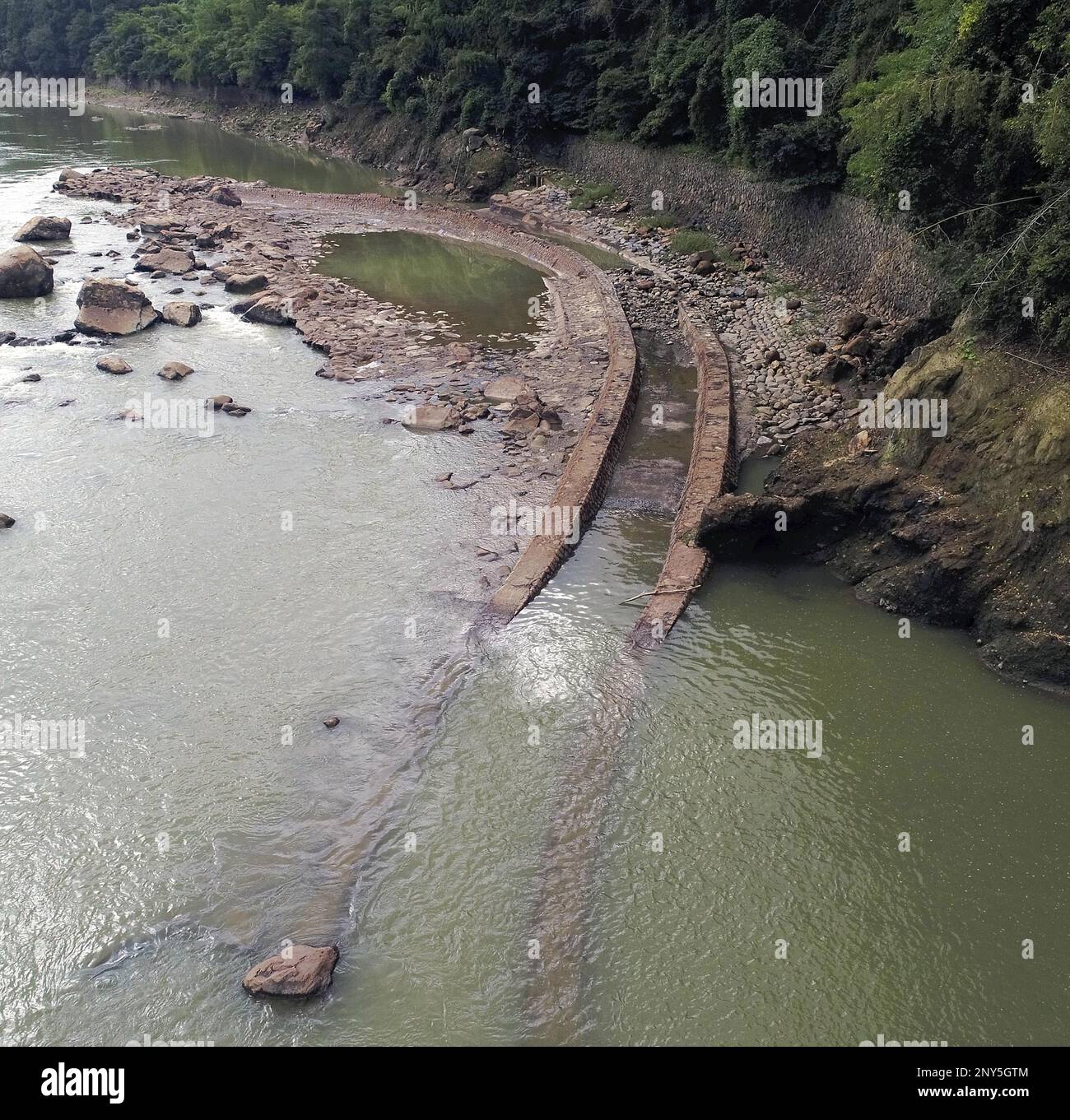 Remains of Chikugo Truck appears from bottom of Chikugo river, the ...