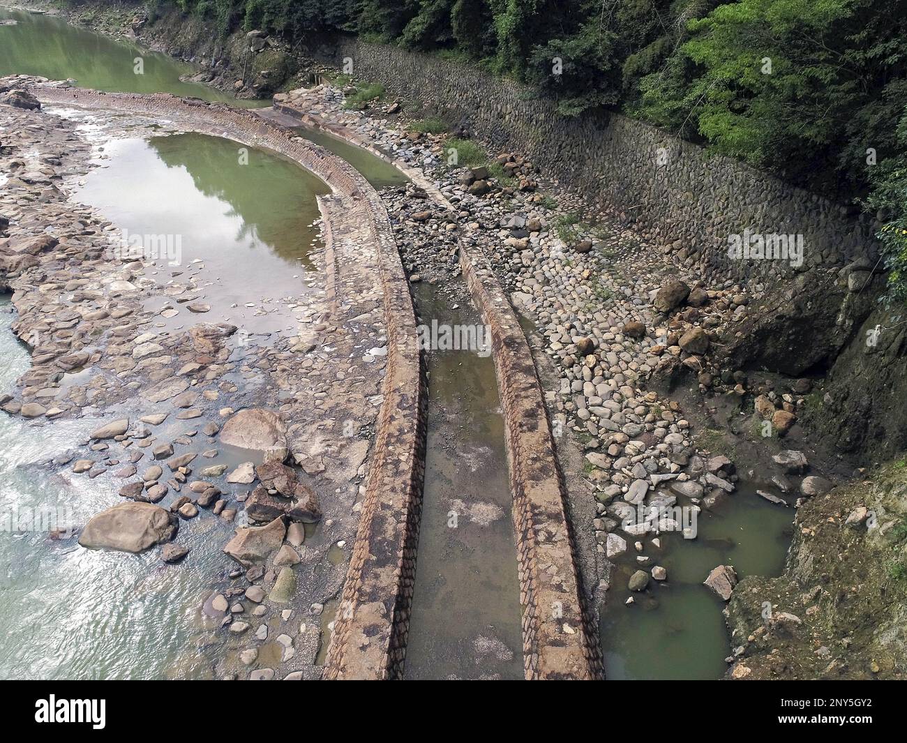 Remains of Chikugo Truck appears from bottom of Chikugo river, the ...