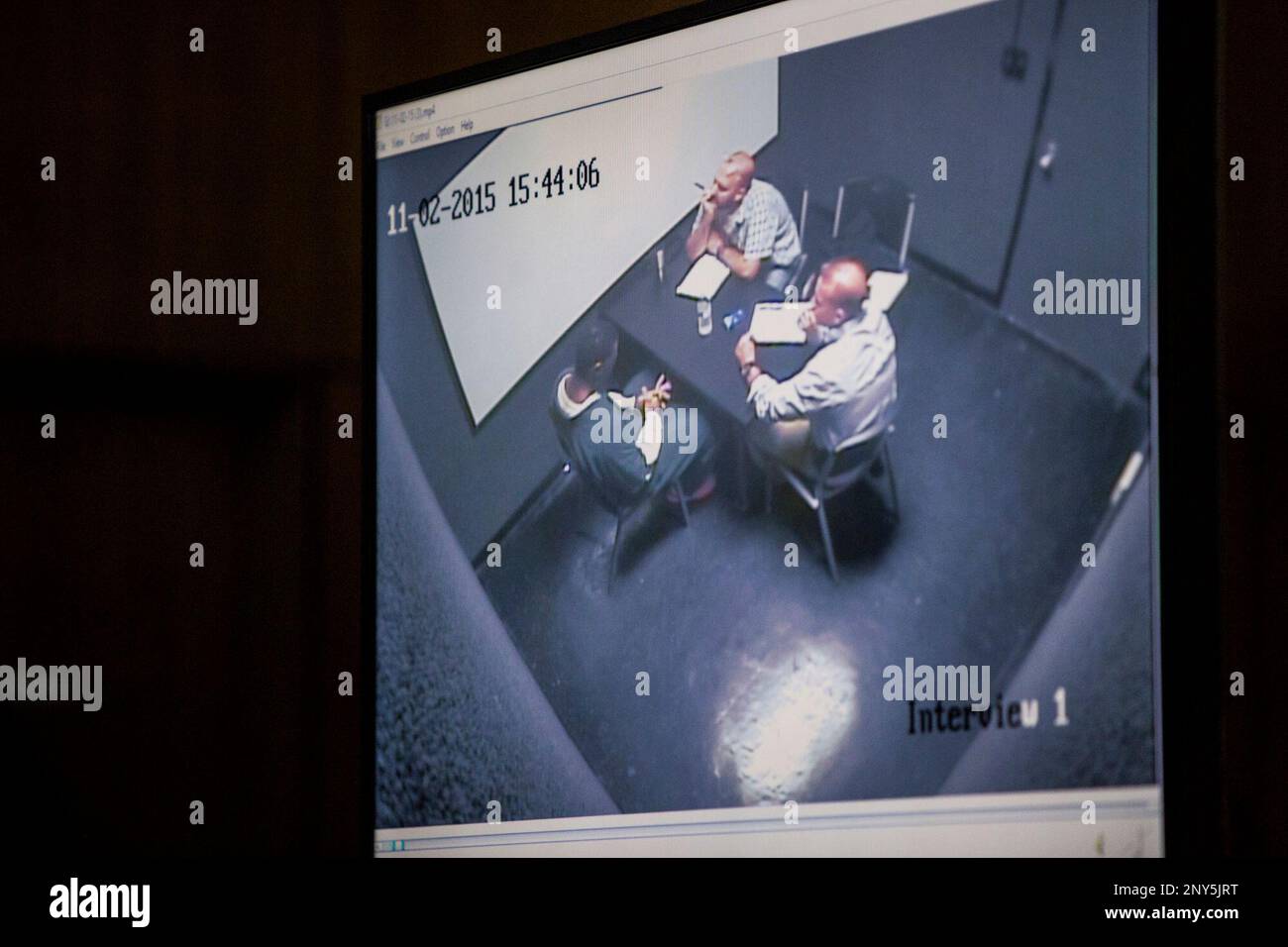 A video of an interview with Quinton Tellis is shown during day 4 of ...