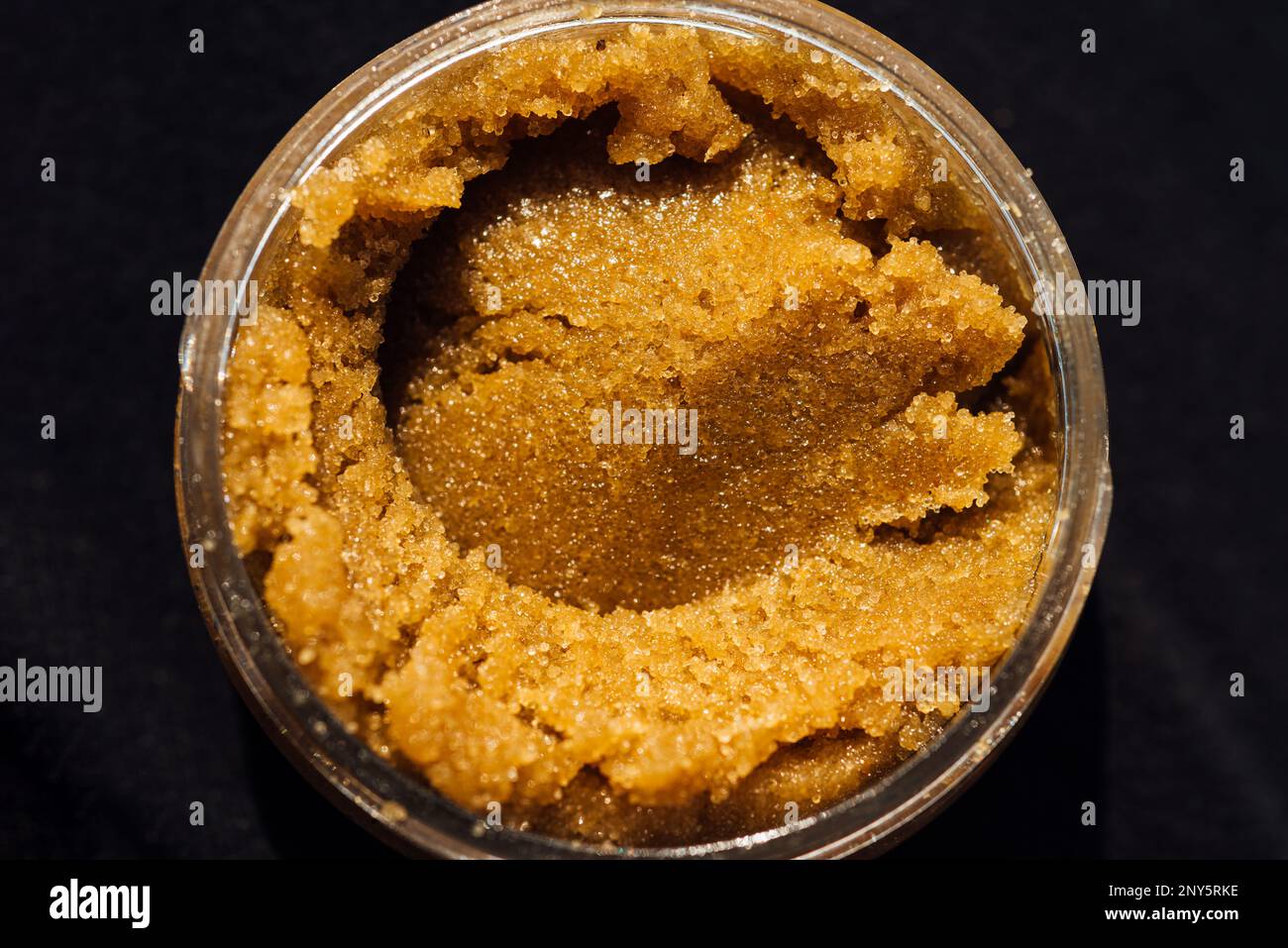 Macro texture of sugar scrub with crystals in a round jar Stock Photo ...