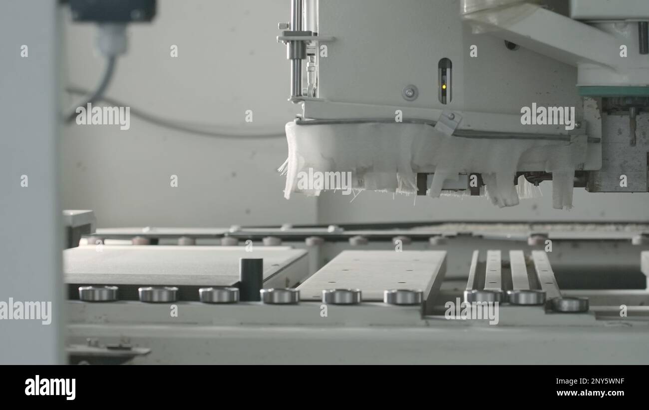 Close-up of standing factory machine. Creative. New steel machine ...