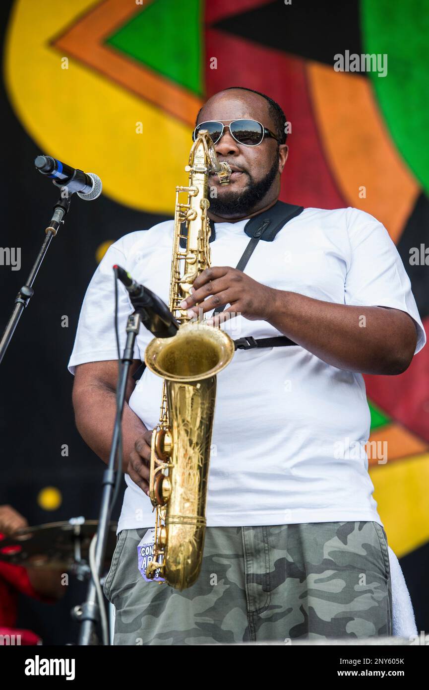 Erion Williams of the Soul Rebels performs during the New Orleans Jazz ...