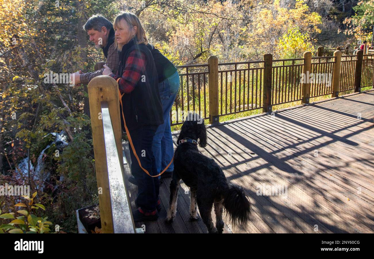 Randy and Juli Huber check out the view from the new observation deck ...